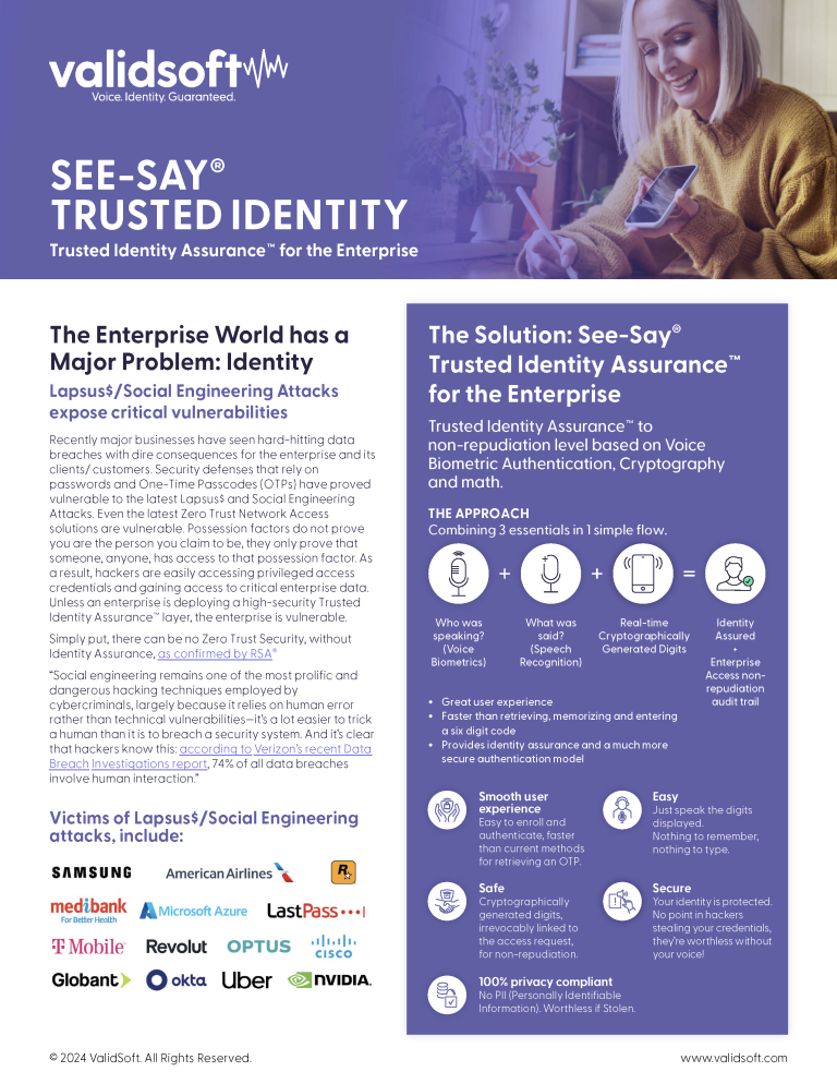 See-Say® Trusted Identity Assurance - ValidSoft